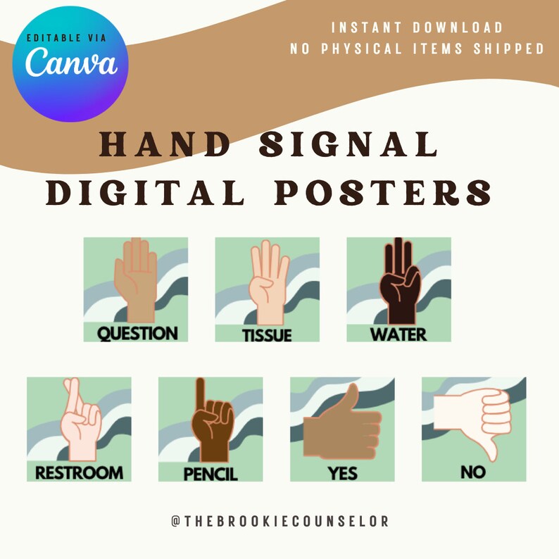 Classroom Hand Signals Digital Poster Modern Classroom - Etsy