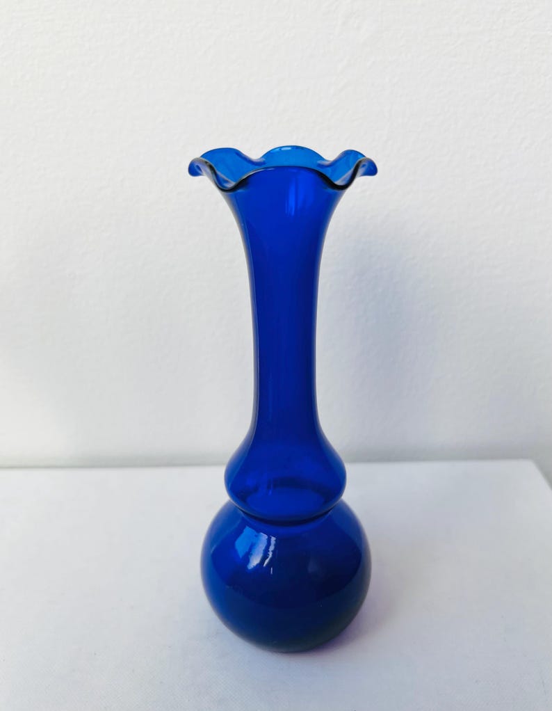 Vintage Cobalt Blue Blown Glass Bud Vase - Etsy