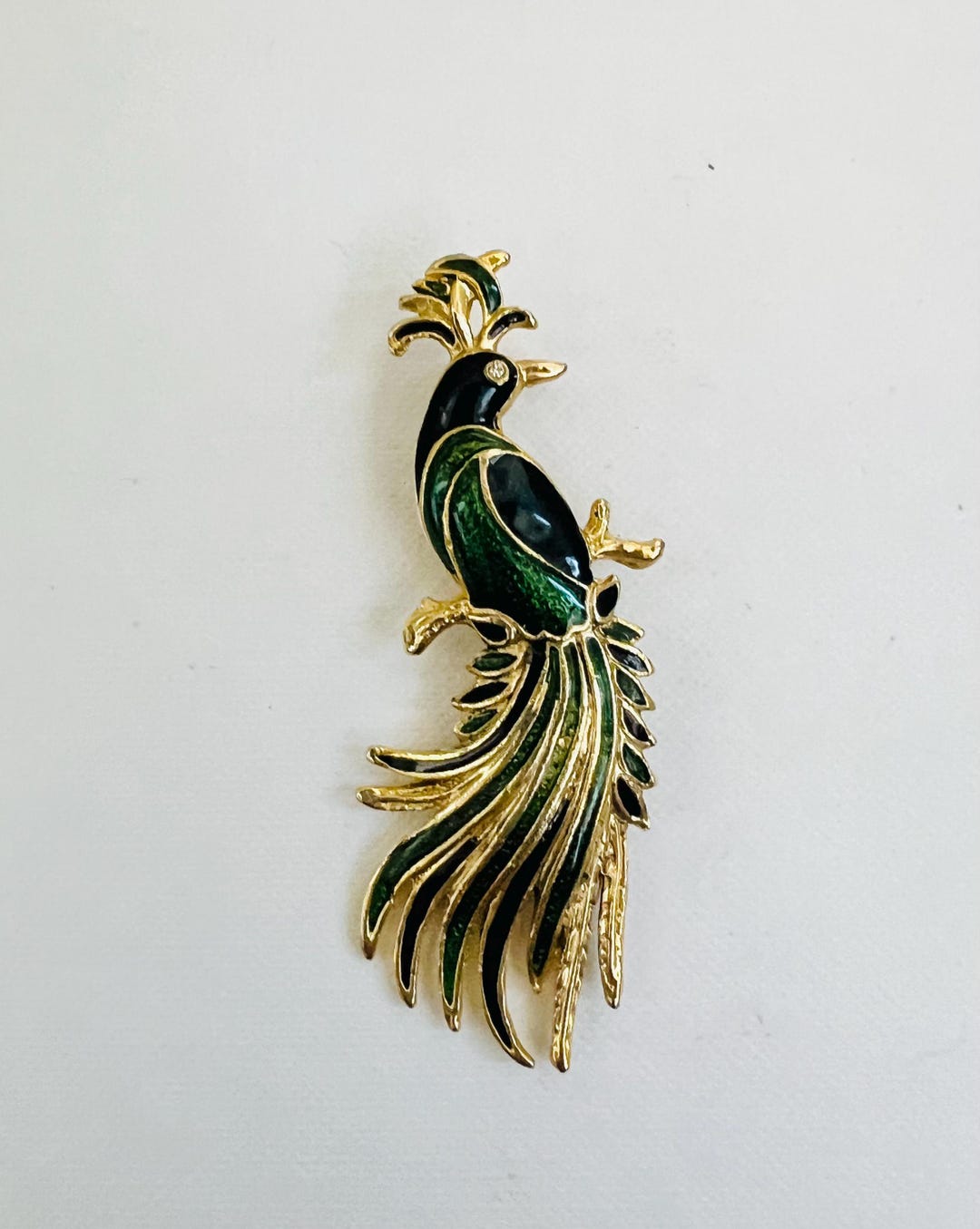 Vintage Bird of Paradise Peacock Jeweled Gold Tone Brooch Pin - Etsy