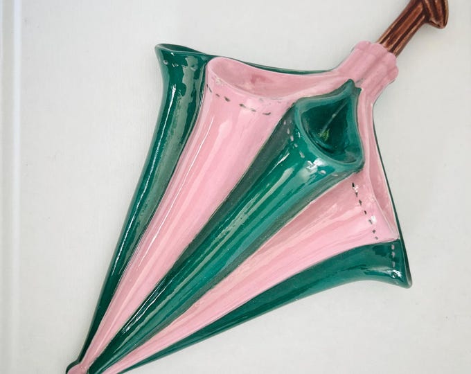 Vintage Umbrella Wall Pocket Signed Syringa Pottery Pink Green - Etsy