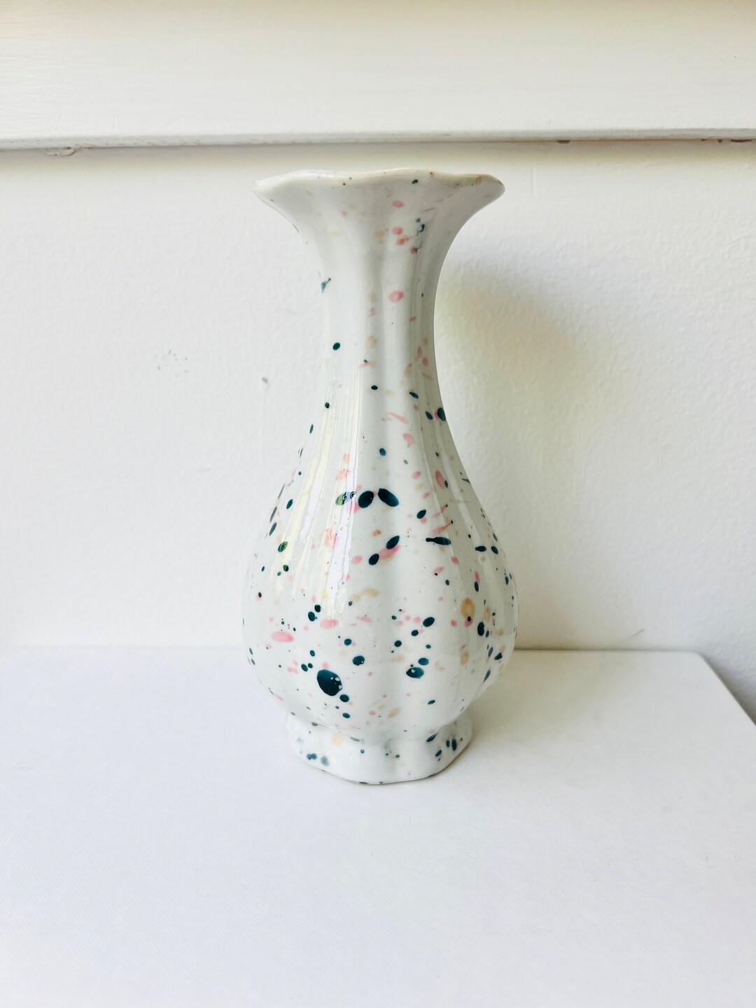 MCM Vintage Splatter Vase Pink Black Orange - Etsy