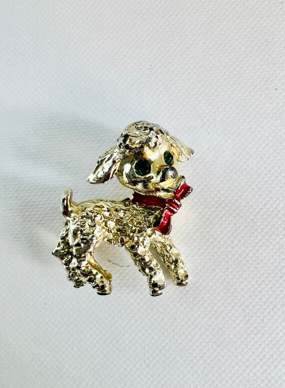 Vintage gold lamb brooch - Gem