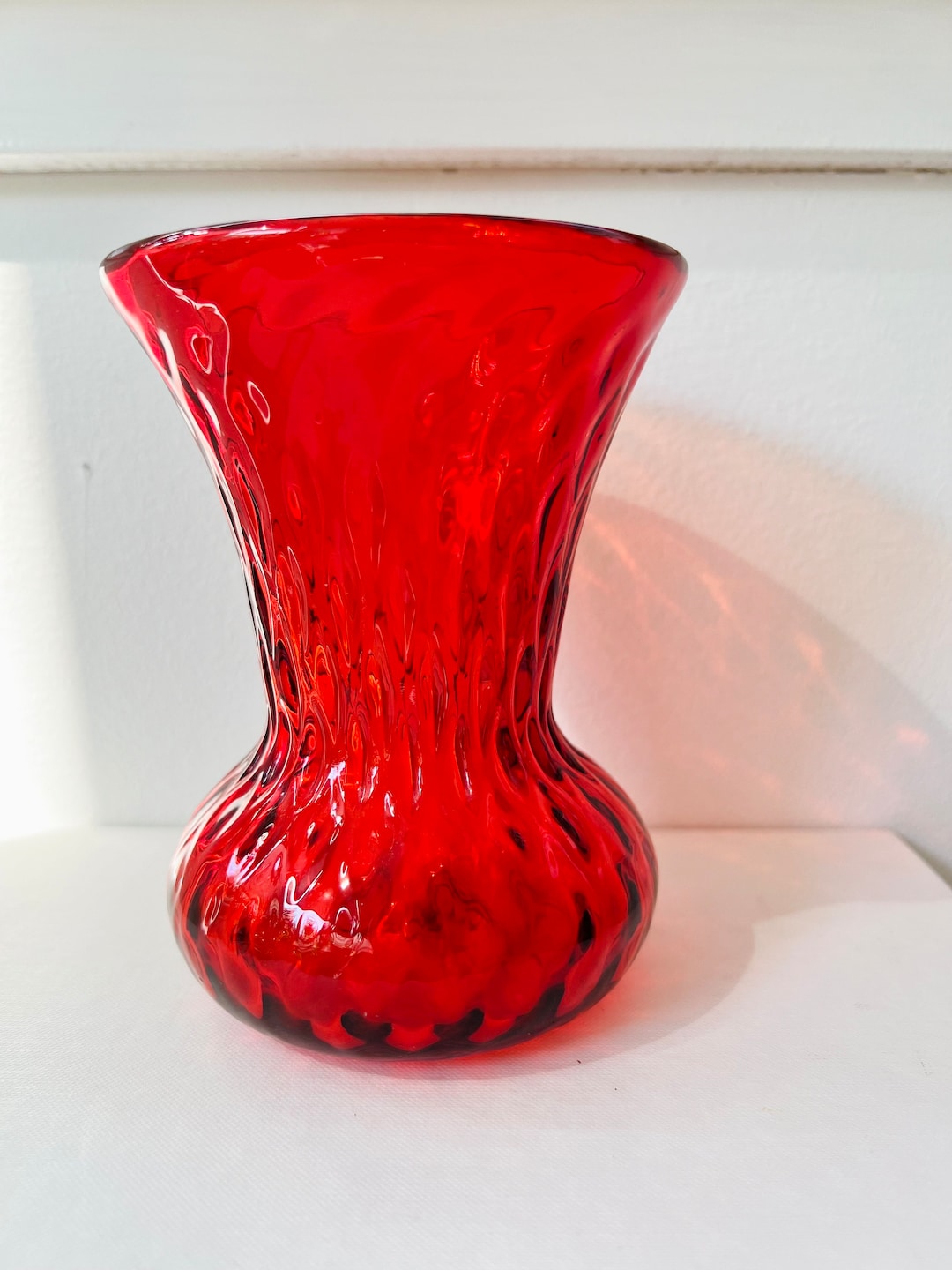 Vintage Amberina Glass Vase Hand Blown GLOWS - Etsy