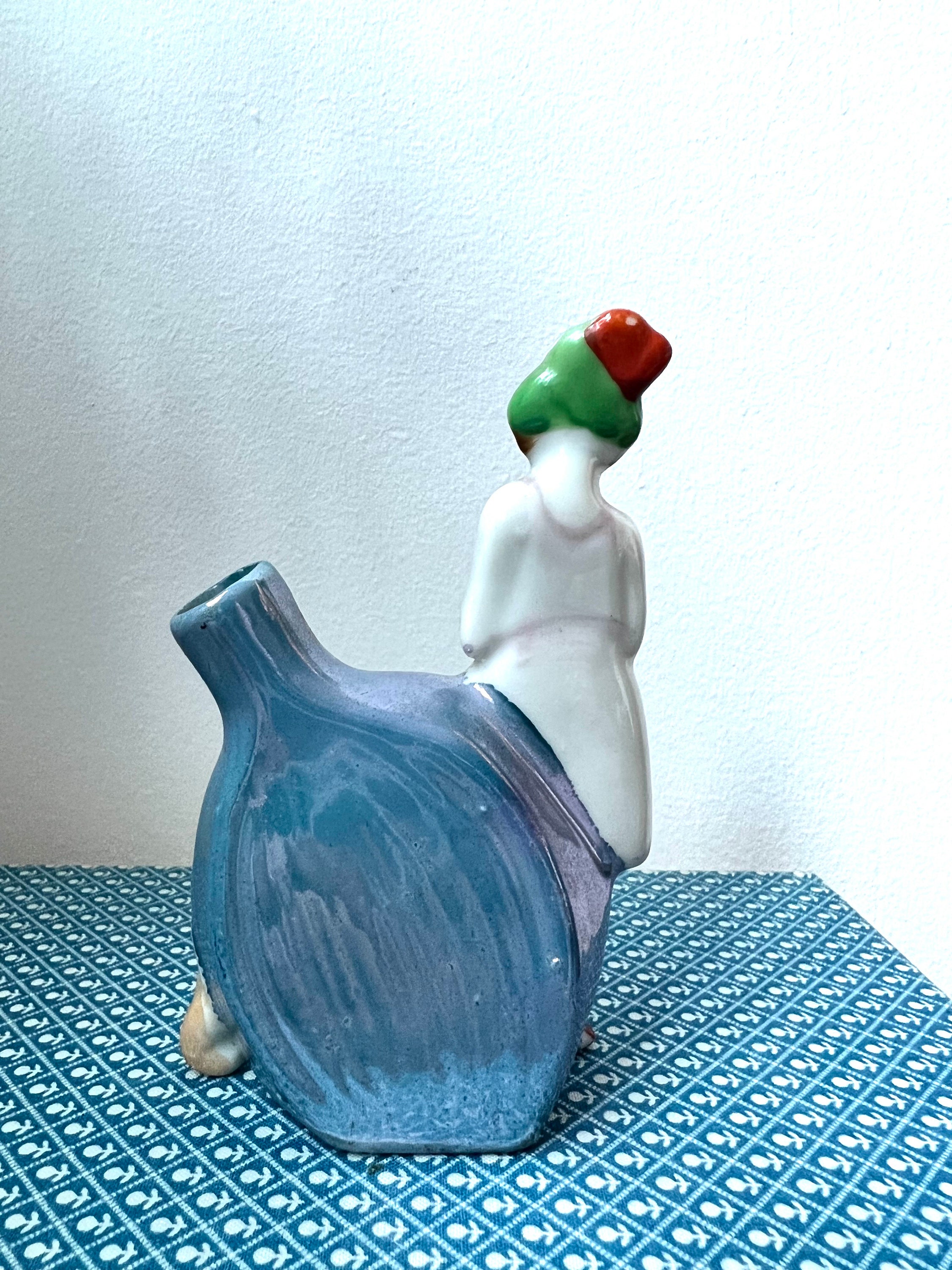 Vintage Flapper and Dog Vase - Etsy