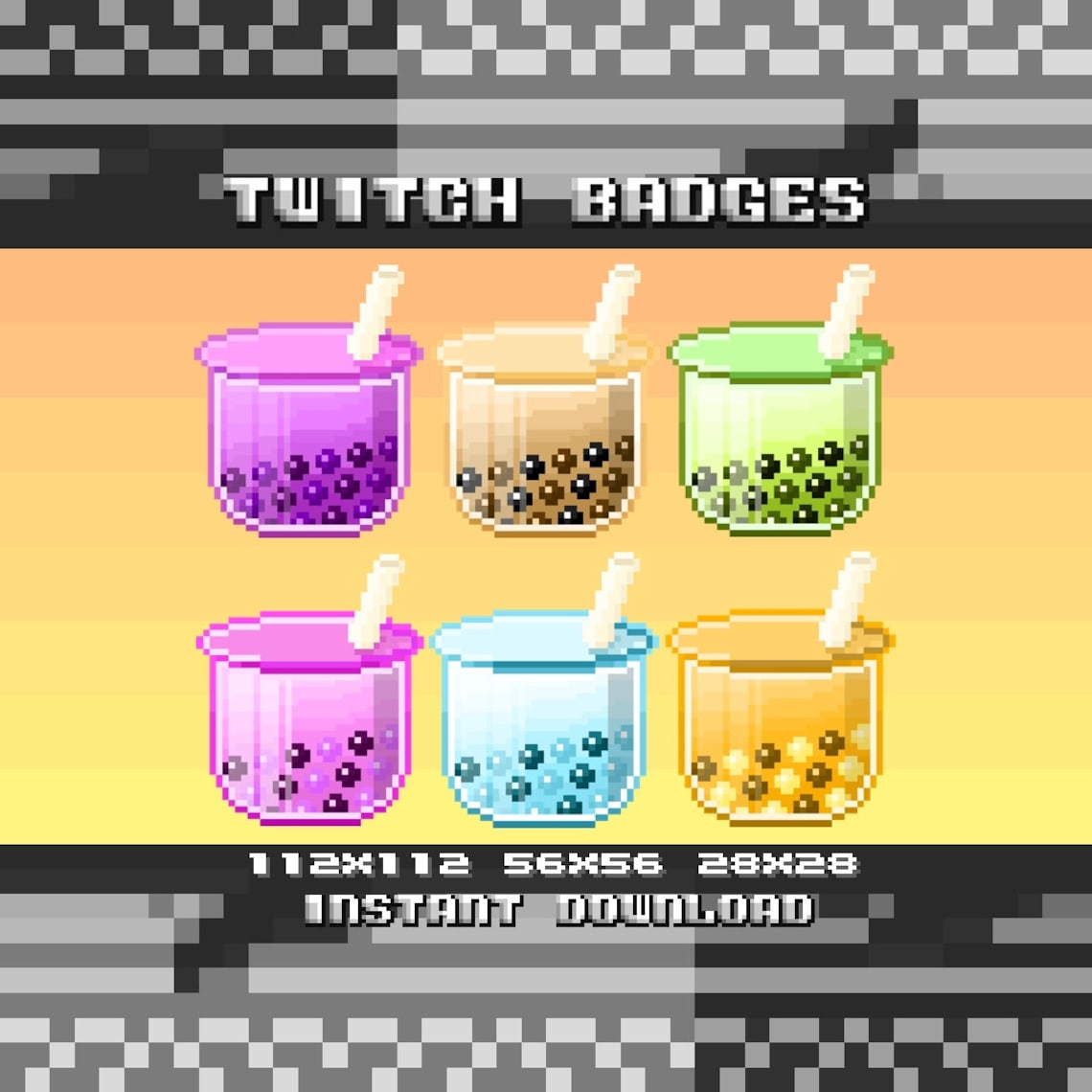 Cute Bubble Tea Pixel Art BADGES Twitch Boba Pixel Emote - Etsy
