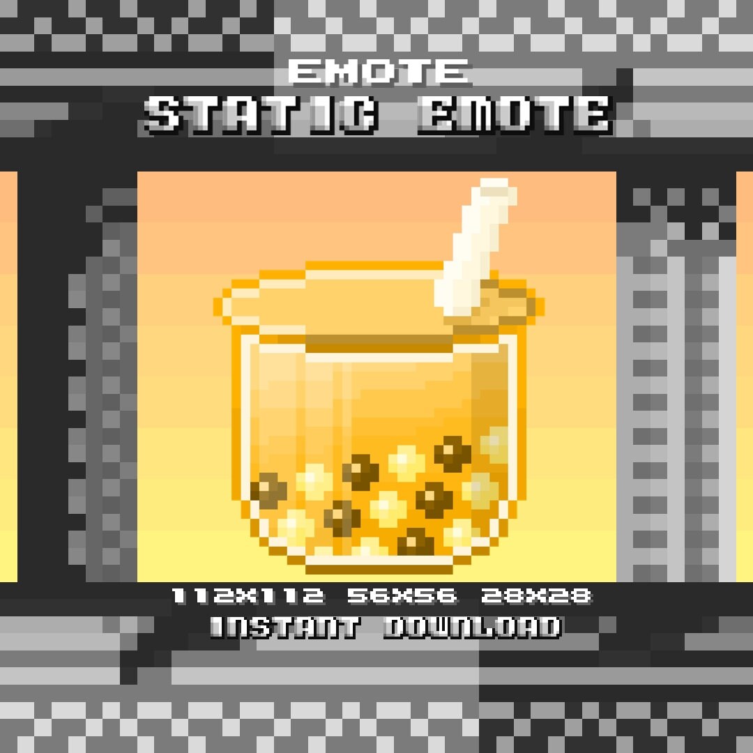 Cute Golden Bubble Tea Pixel Art Emote Twitch Boba Pixel - Etsy
