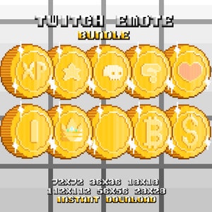 Pixel Art Coin Bundle Twitch Pixel Emote Channel Points INSTANT ...
