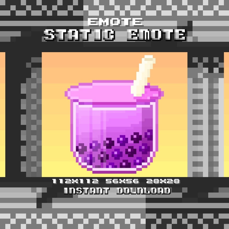 Cute Purple Bubble Tea Pixel Art Emote Twitch Boba Pixel - Etsy