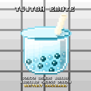 Cute Blue Bubble Tea Pixel Art Emote Twitch Boba Pixel Emote - Etsy