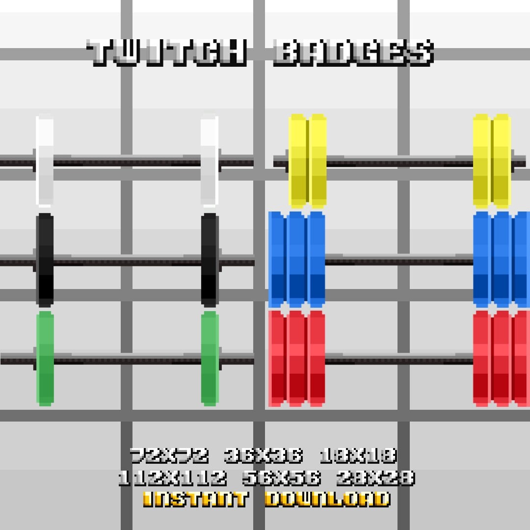 Pixel Barbell Gym Badge Bumper Plate Twitch Pixel Emote Channel Points ...
