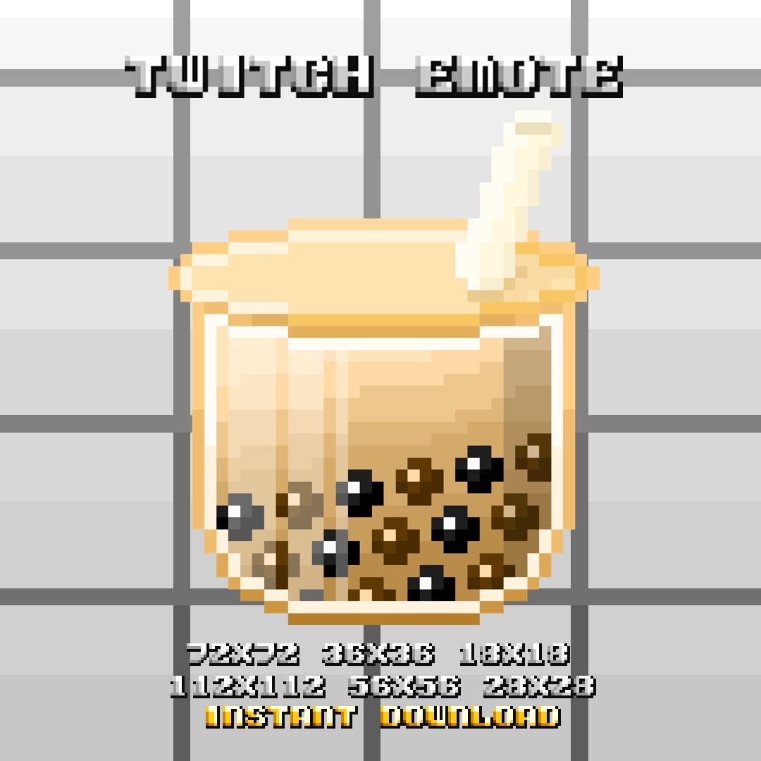 Lindo Bubble Milk Tea Pixel Art Emote / Twitch Boba Pixel Emote / Puntos de canal / DESCARGA ...