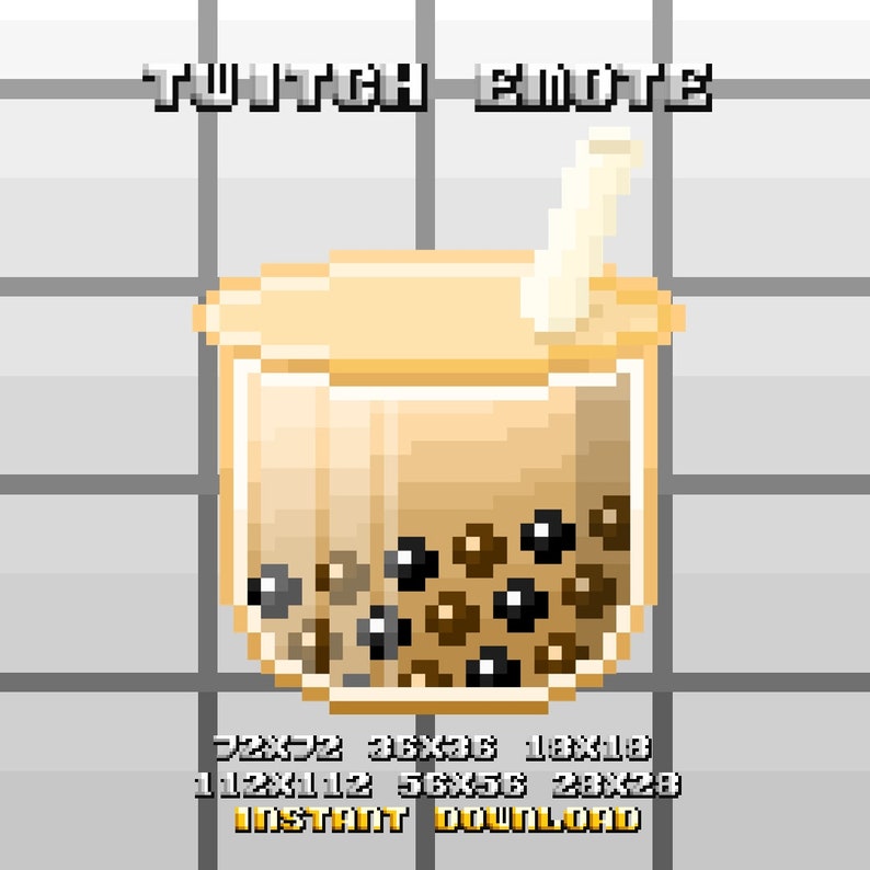 Cute Bubble Milk Tea Pixel Art Emote Twitch Boba Pixel Emote Channel ...
