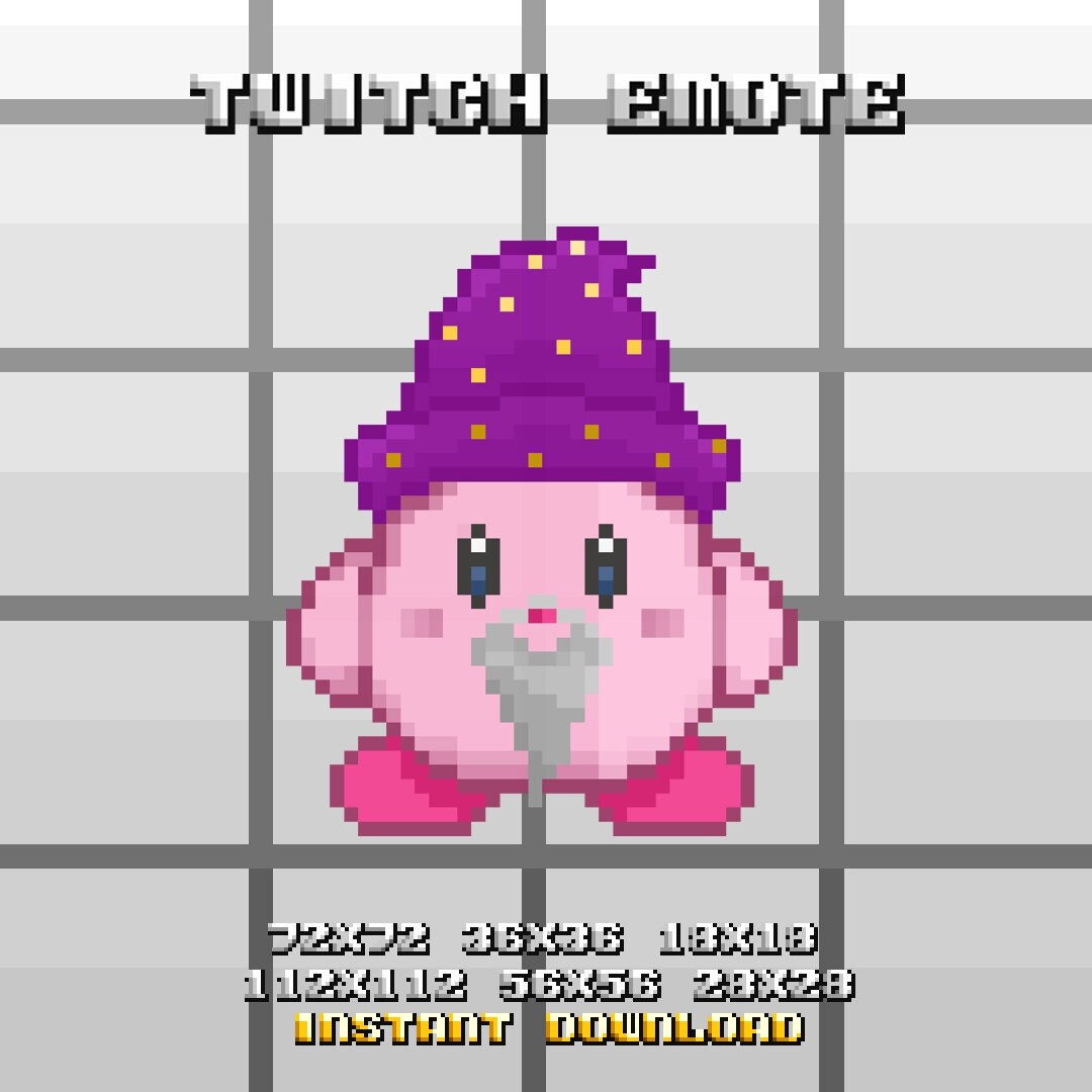 Wizard Kirby Emote Twitch Pixel Emote Channel Points INSTANT DOWNLOAD ...