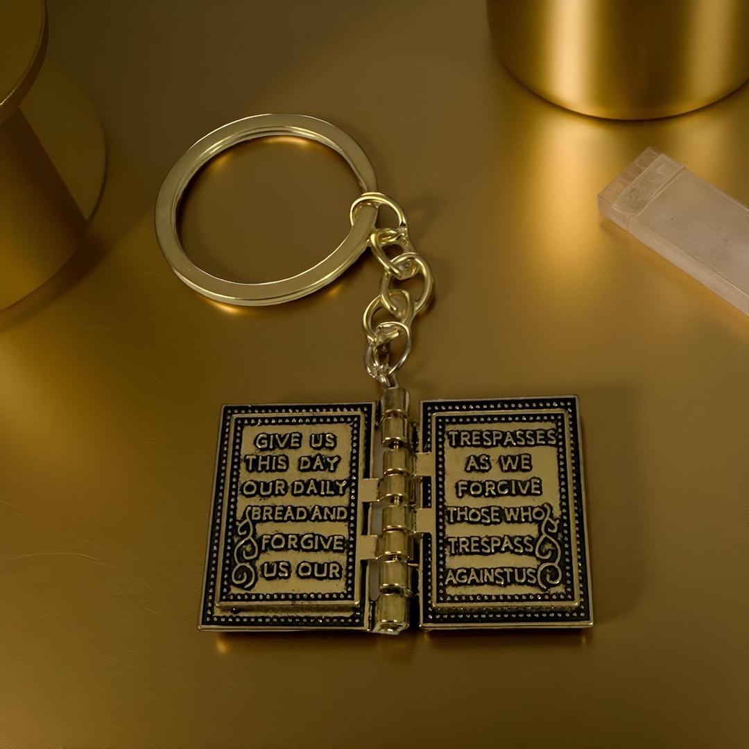 Mini Golden Book Trinket Keychain – Holy Bible Design – Metal Alloy ...
