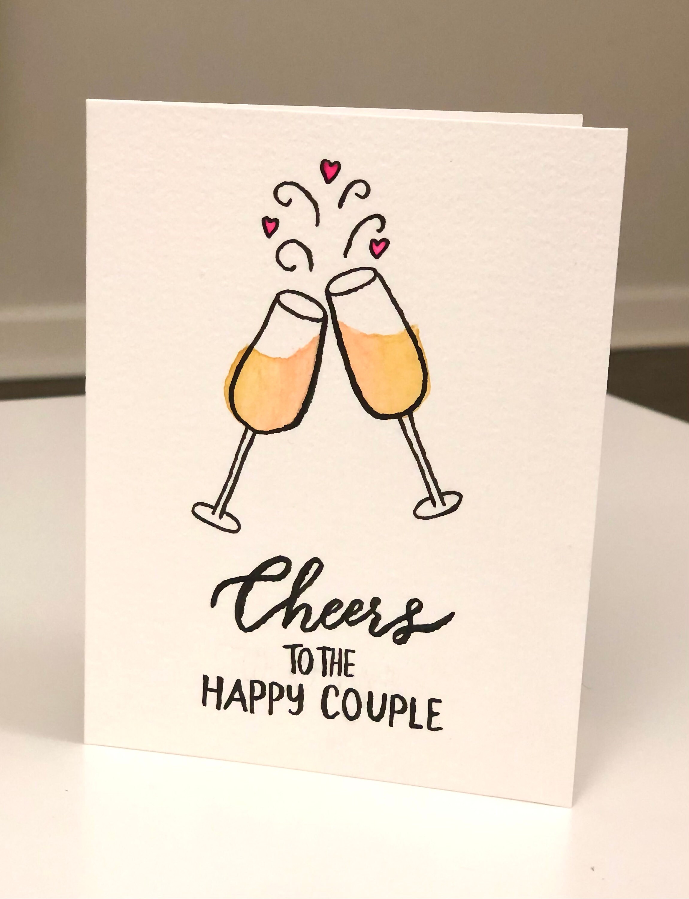 Cheers to the Happy Couple Engagement/wedding Card: Handmade Watercolor ...