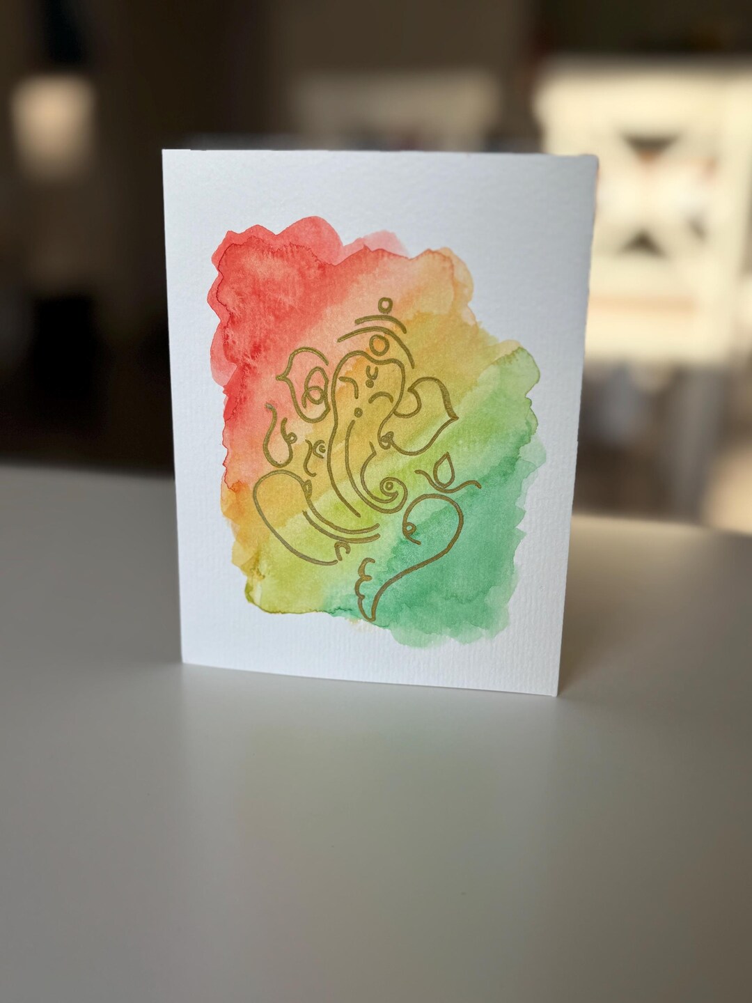Handmade Watercolor Ganesha Card With Envelope - Etsy