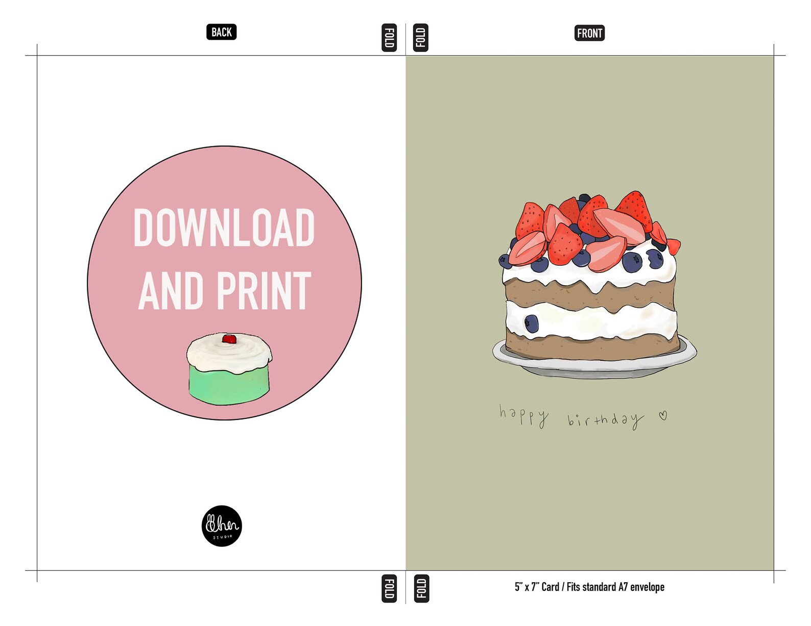 Printable Birthday Card, Minimal Handmade Birthday Card, Instant ...