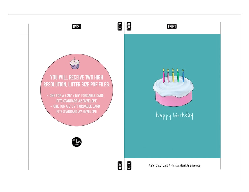 Printable Birthday Card, Minimal Watercolor Birthday Card, Instant ...