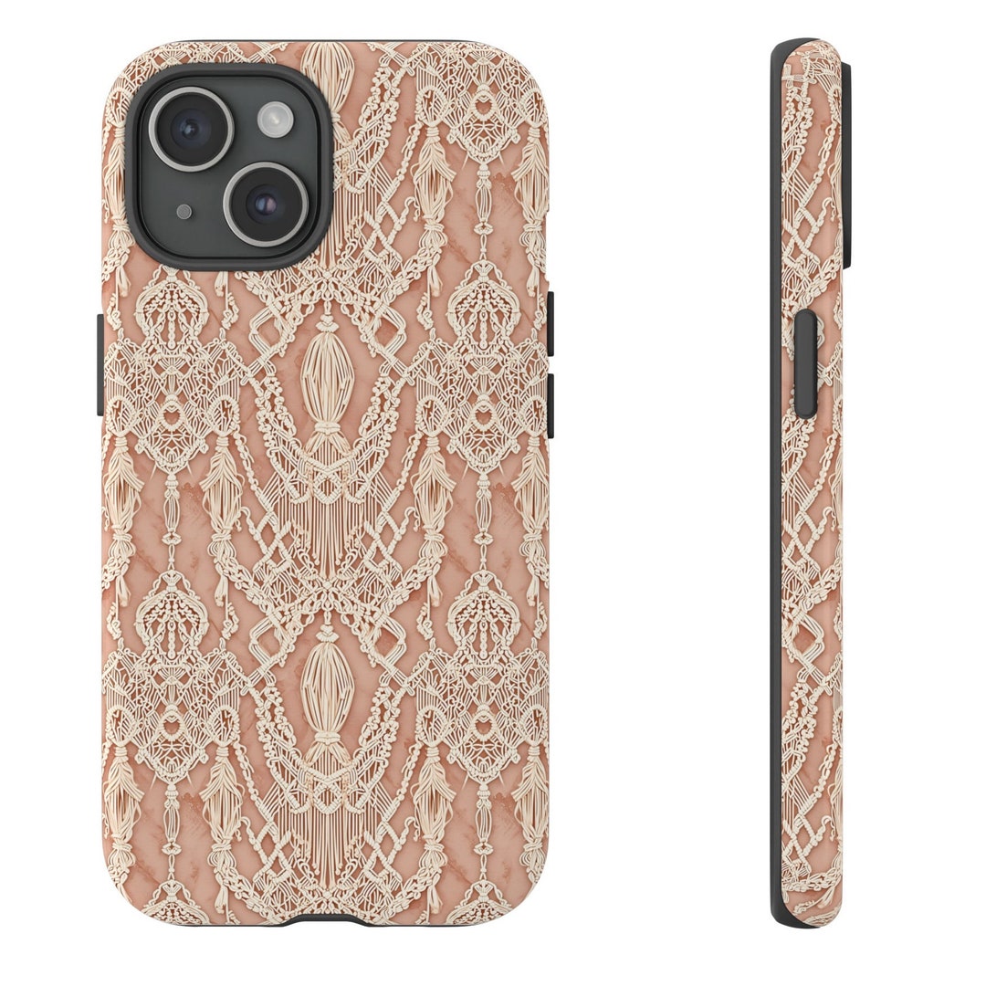 Coquette Vintage Cream Lace Printed Phone Case, Pretty Girly iPhone ...