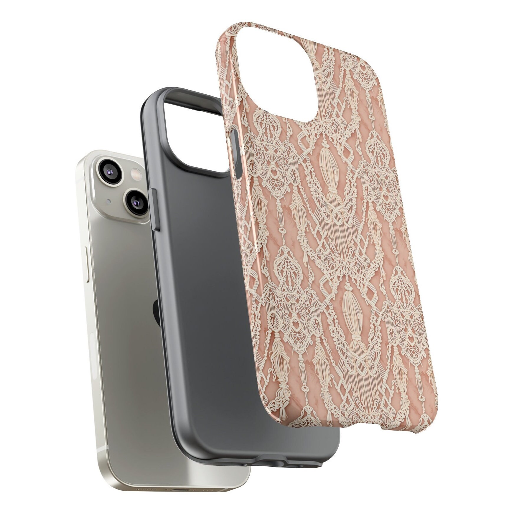 Coquette Vintage Cream Lace Printed Phone Case, Pretty Girly iPhone ...