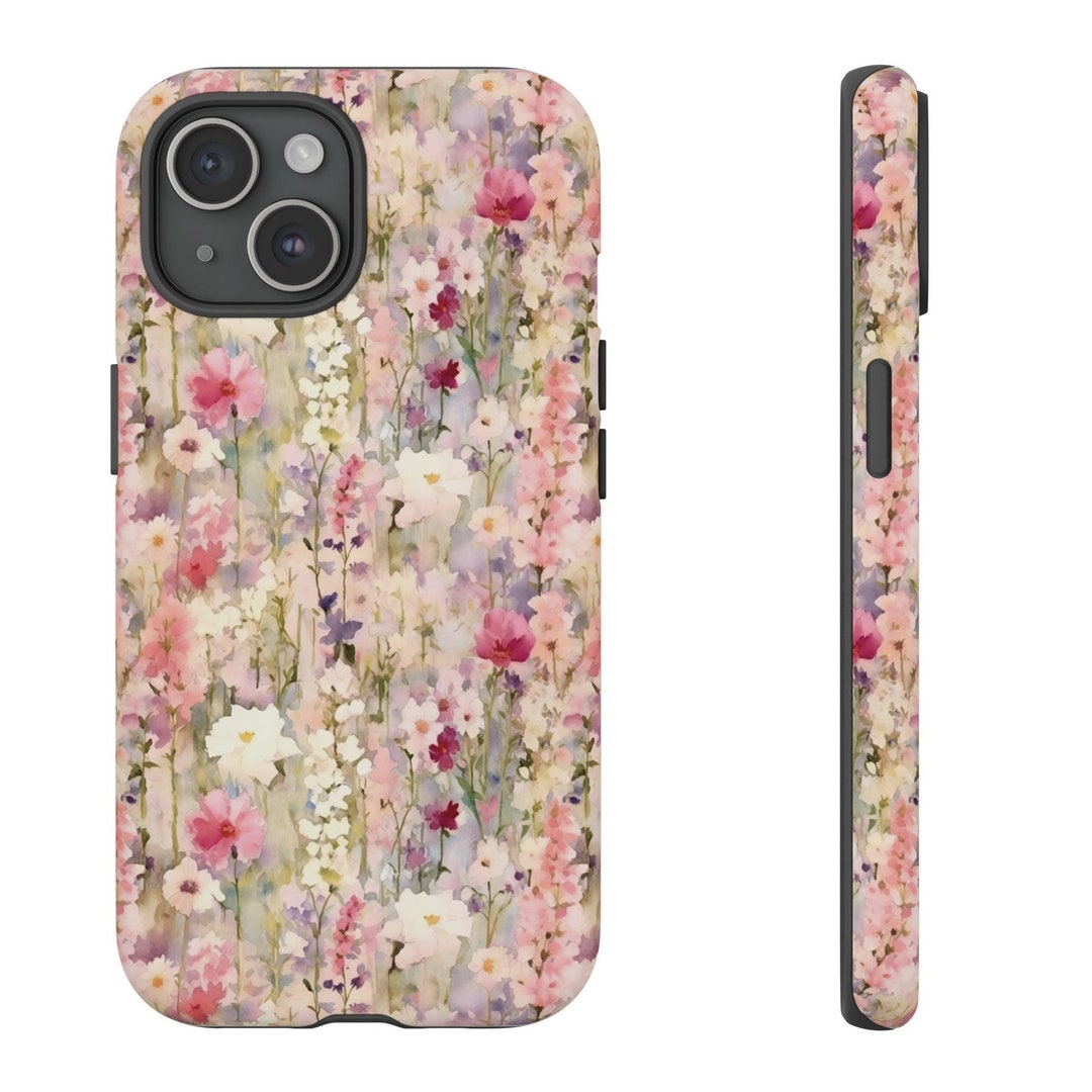 Prettiest Spring Garden Wildflower Phone Case, Watercolor Cottagecore ...