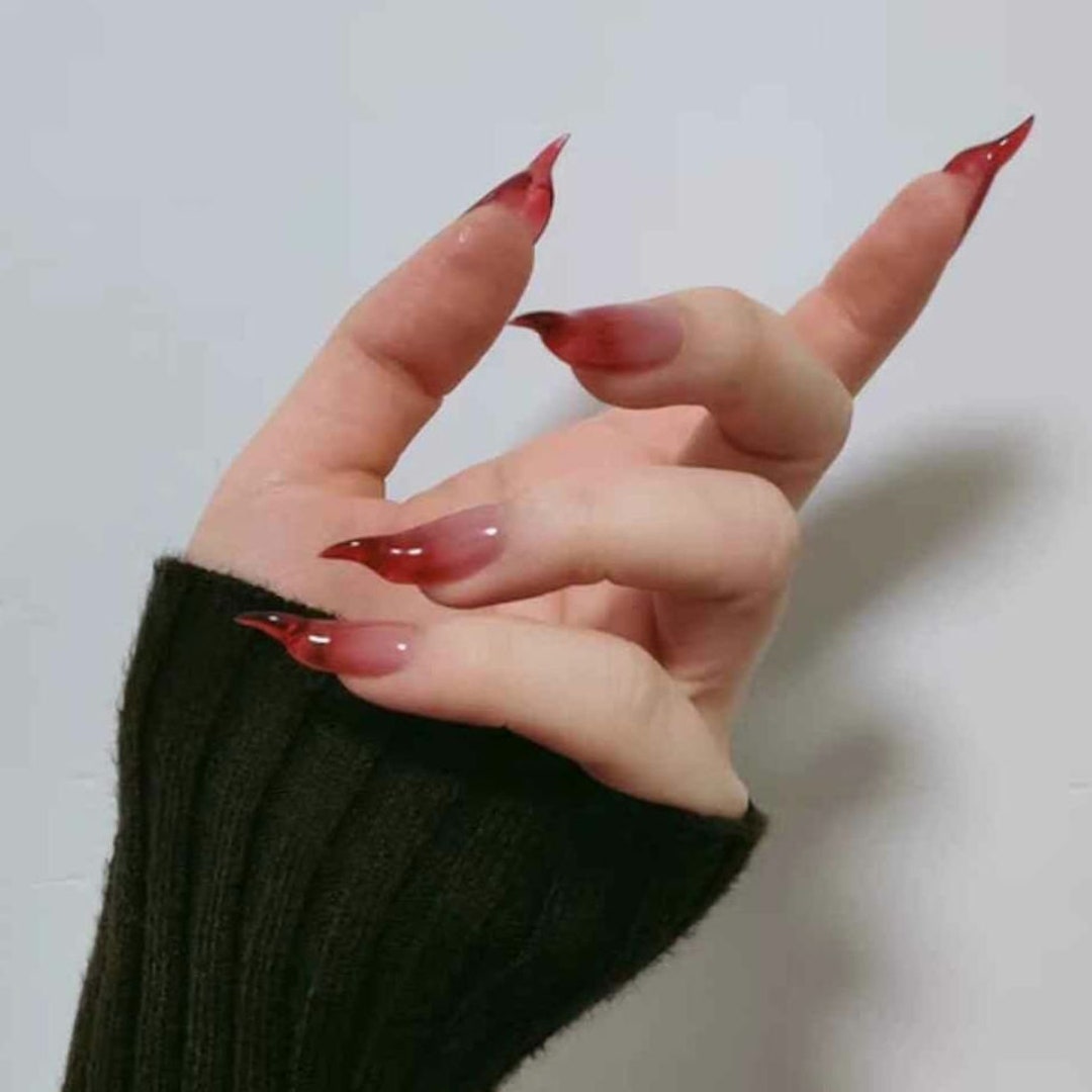 Handpainted Cat Fox Wolf Feline Claw High Fashion Press-on Fake Nails ...