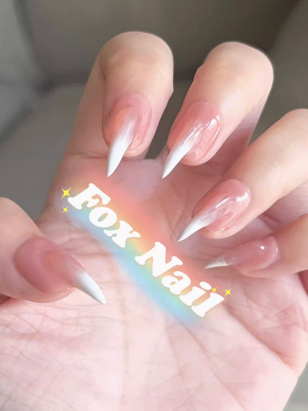 Handpainted Cat Fox Wolf Feline Claw High Fashion Press-on Fake Nails ...