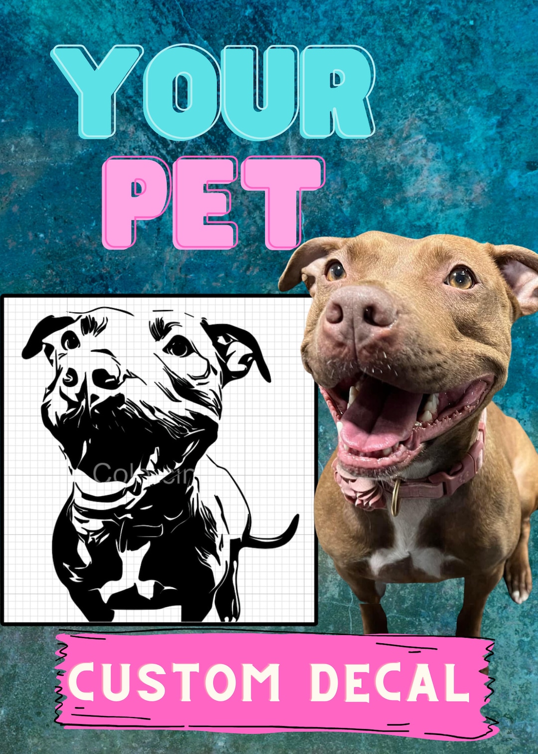 Custom Dog Decal, Your Picture Into Decal, Custom Pet Decal, Car ...