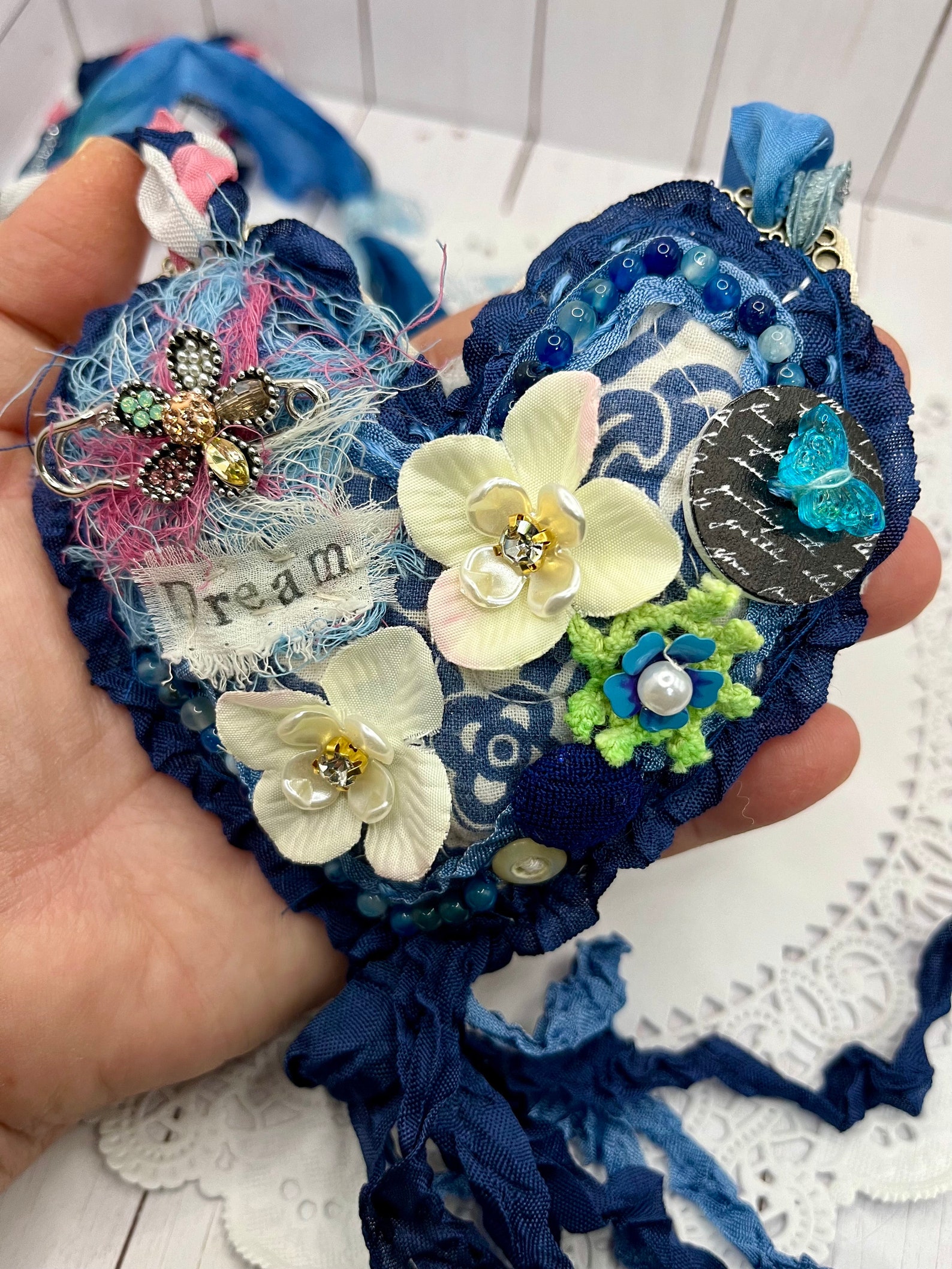 Dream Heart Textile Necklace - Etsy