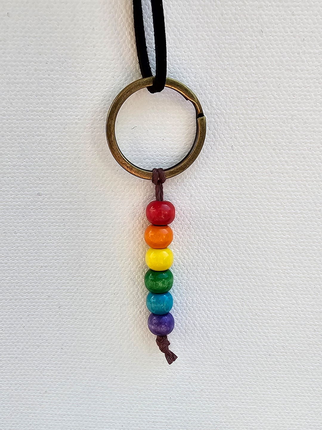 Rainbow Beaded Keychain - Etsy