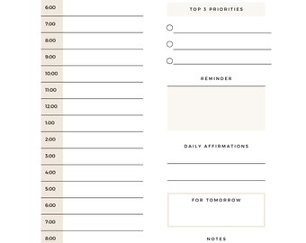 Daily Planner Printable, Instant Download, Daily Schedule - Etsy