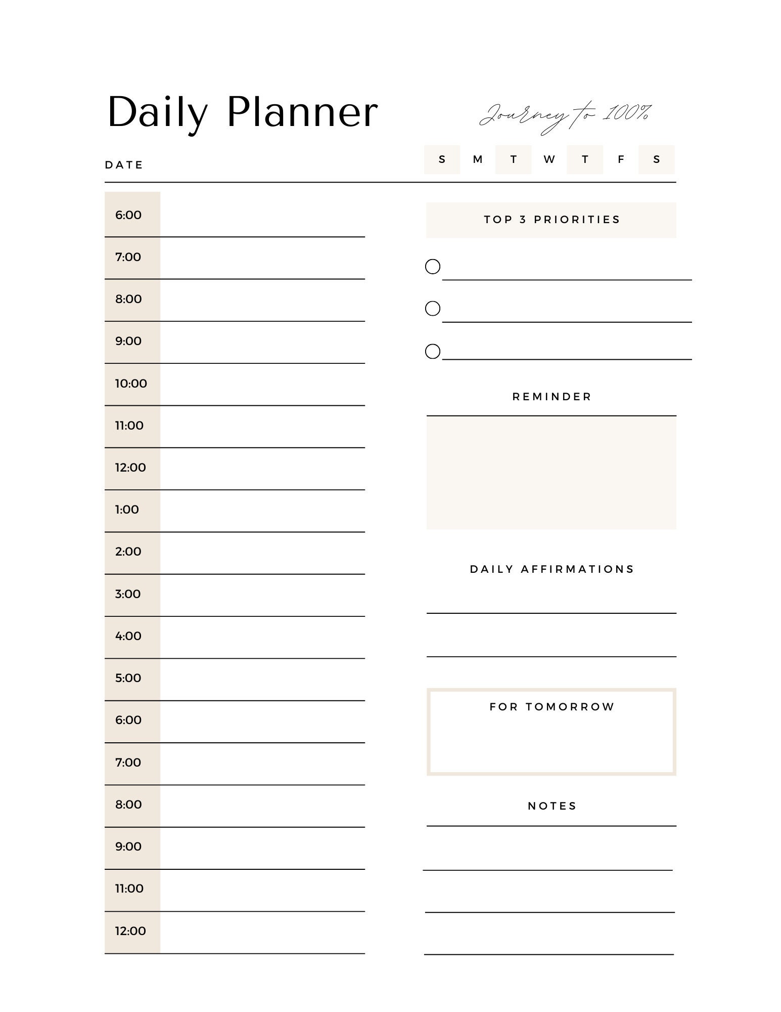 Daily Planner Printable, Instant Download, Daily Schedule PDF - Etsy