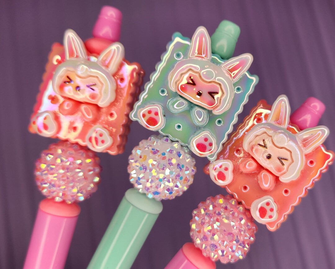 PEN- Kawaii Bunny Rabbit Pastel Cookie Sandwhich- Black Ink Refillable ...
