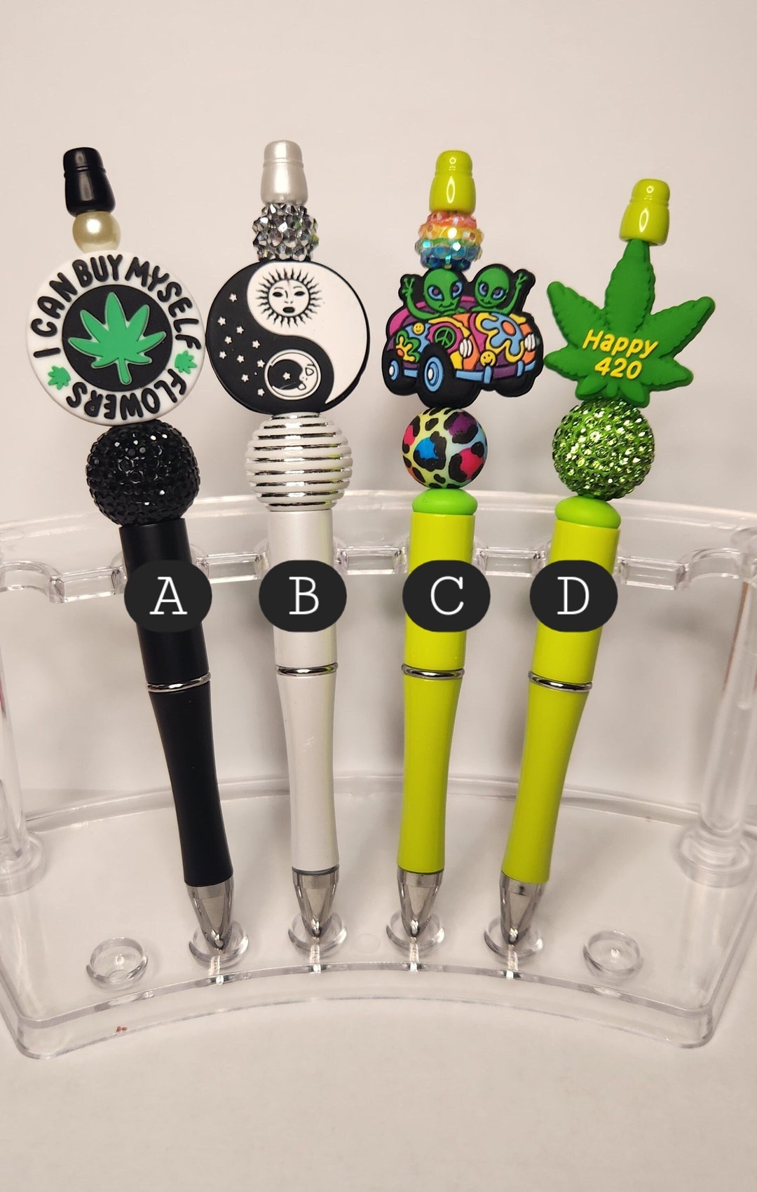 PEN Hippy Maple Leaf 420 Sun and Moon Black Ink Refillable Beaded Pens ...