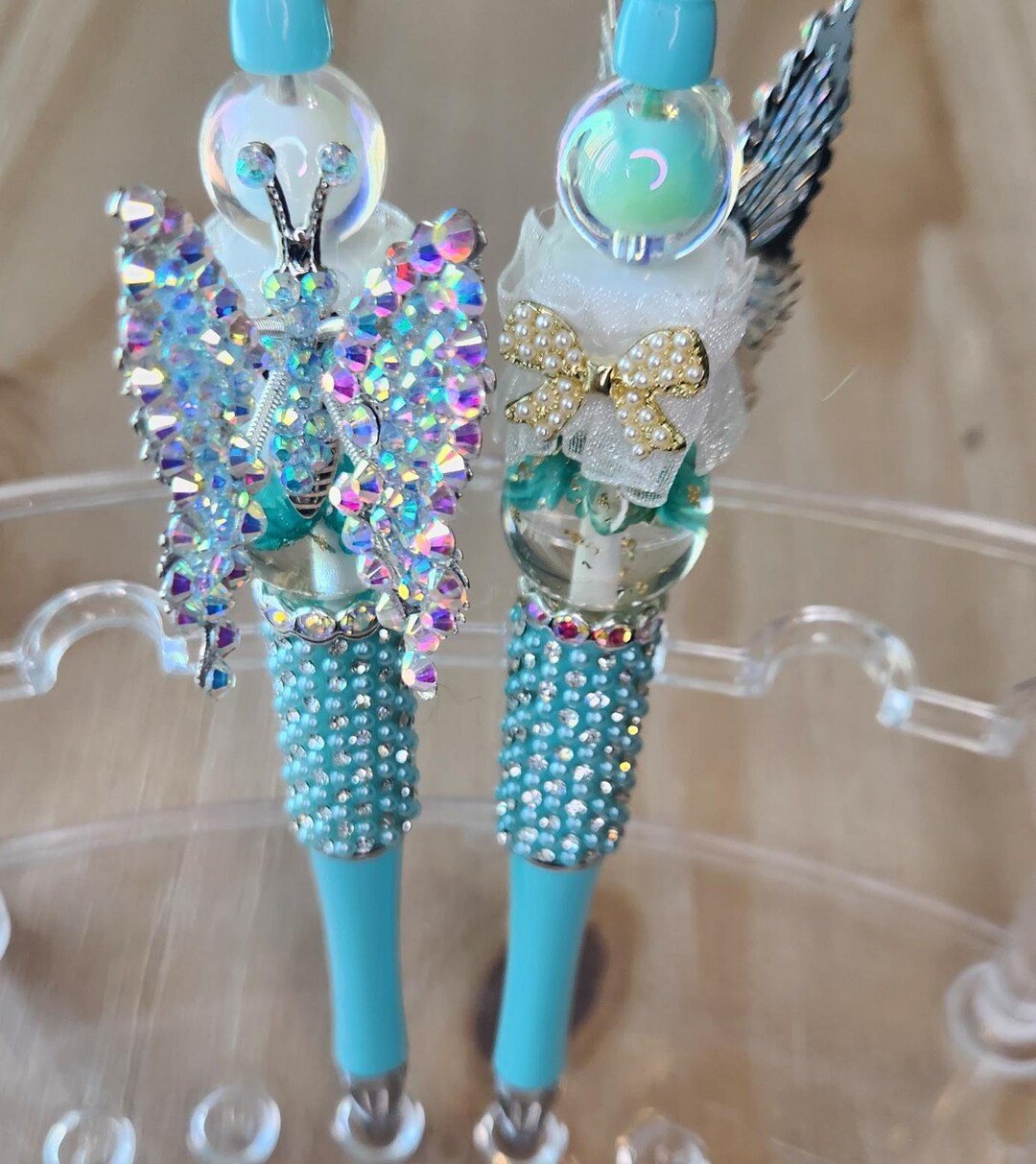 Fluttering Motion Pens- Blue Butterfly Wings- Black Ink Refillable Pen ...