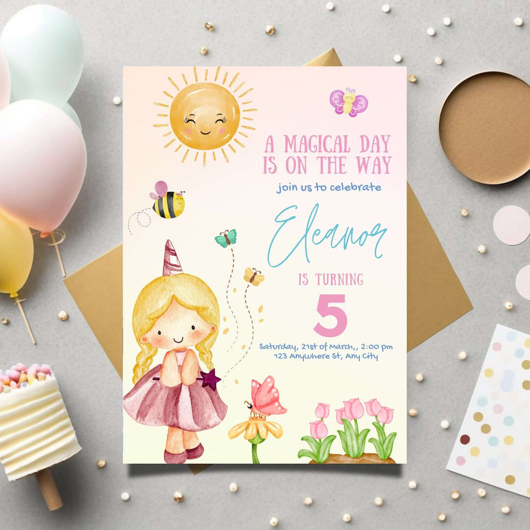 Little Girl Party Invitation, Editable Birthday Invitation, Invitation ...