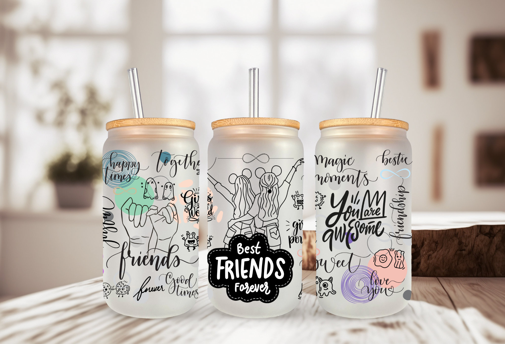 Best Friends Png, 16oz Glass Can Wrap, Best Friends Tumbler, Best ...