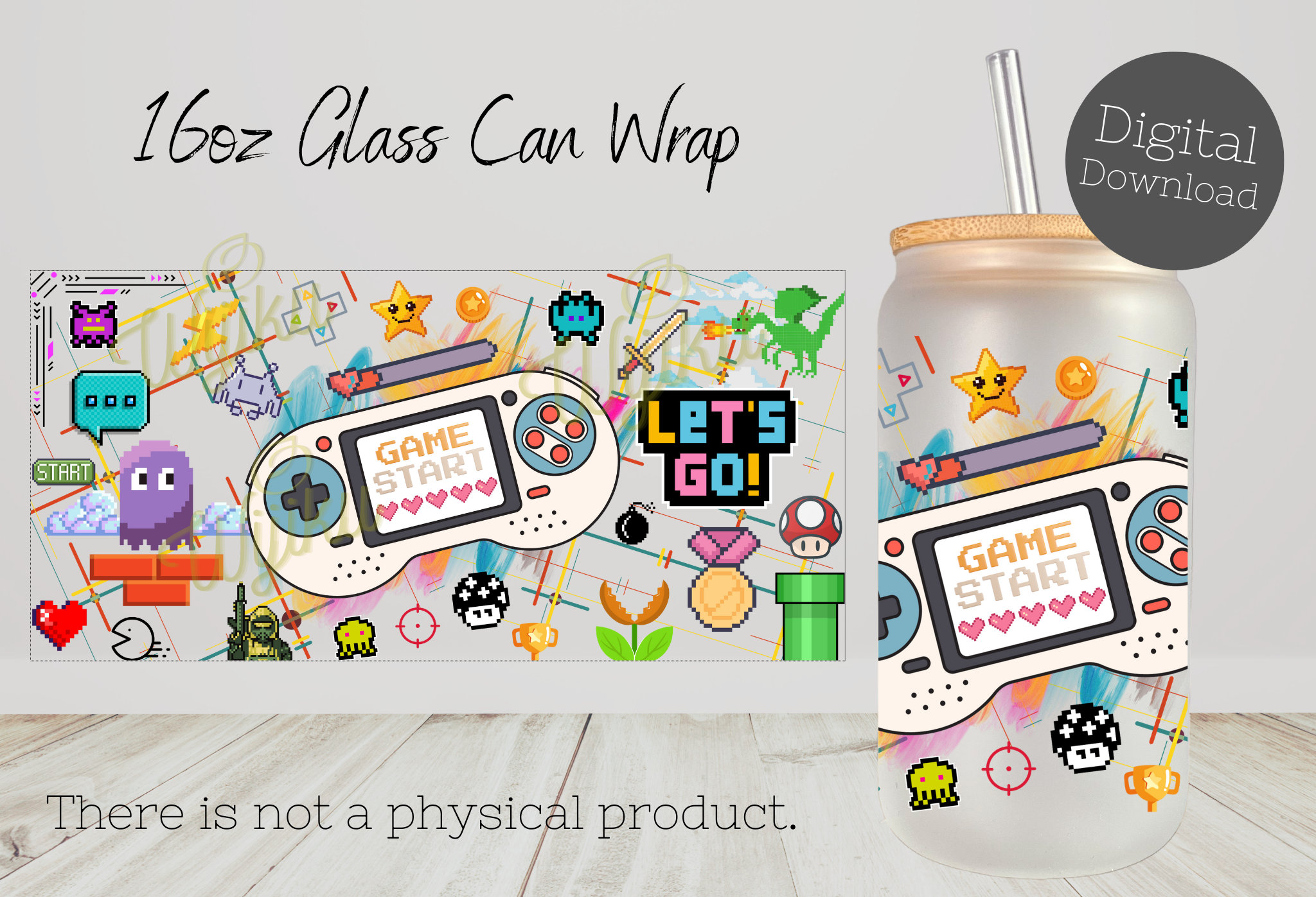 Game Star 16oz Glass Can Wrap Png, Gamer Gift, Gamer Tumbler, Gamer ...