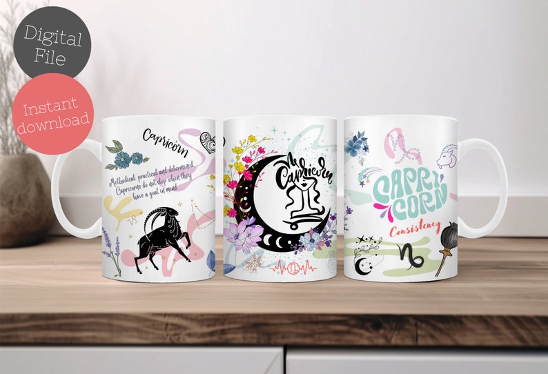 Astrology Cup Wrap Set- Zodiac Sign Mug Wrap, 11oz Zodiac Mug Bundle ...