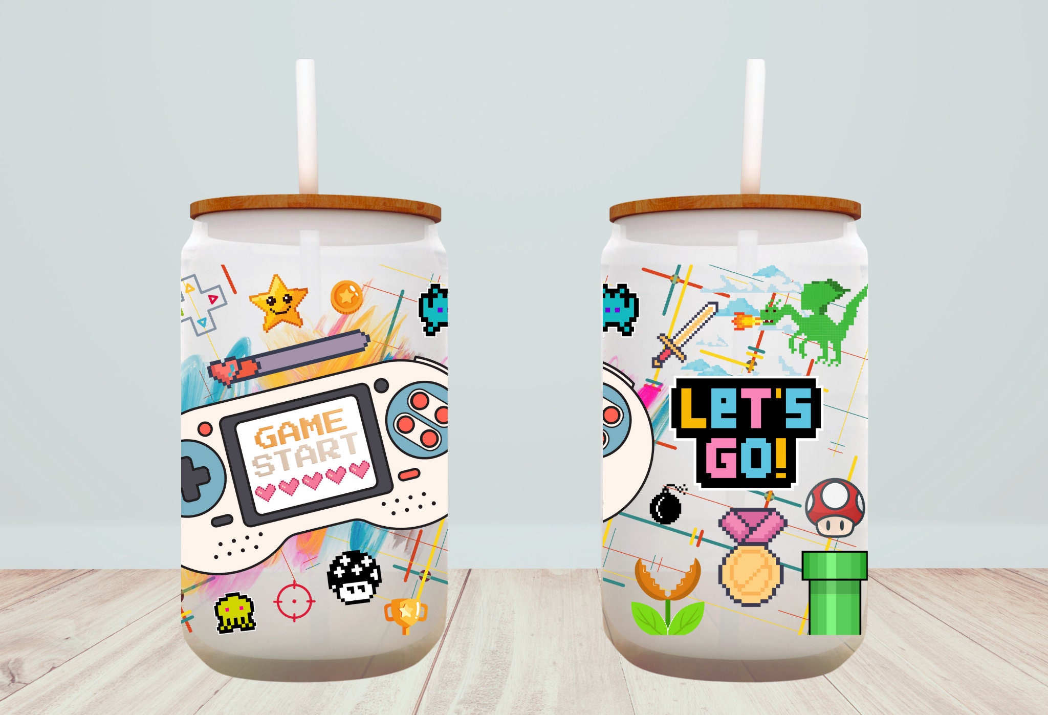 Game Star 16oz Glass Can Wrap Png, Gamer Gift, Gamer Tumbler, Gamer ...