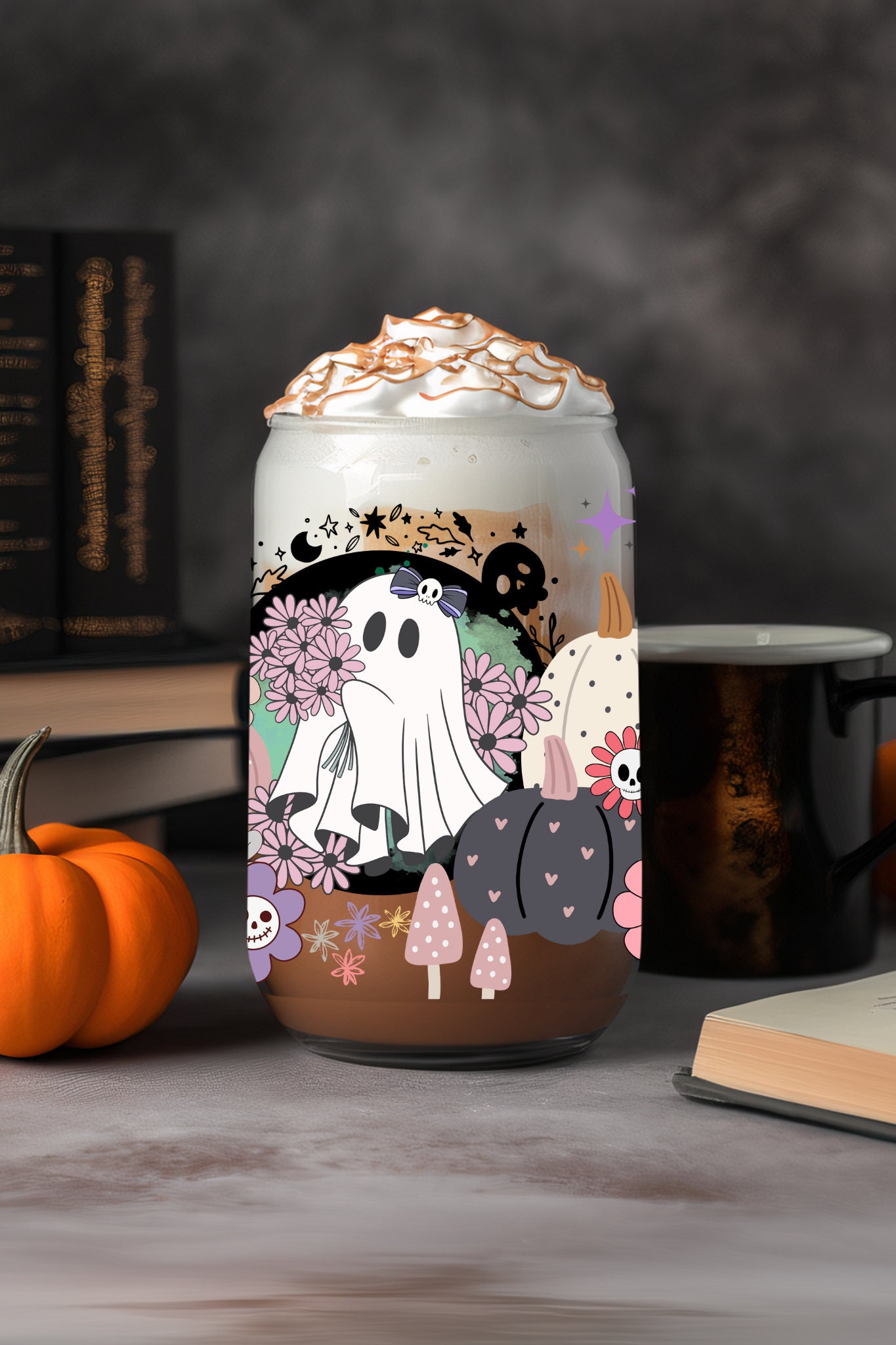 Cute & Creepy Libbey Cup Wrap, Cute Ghost, Spooky Ghost, Digital Print ...