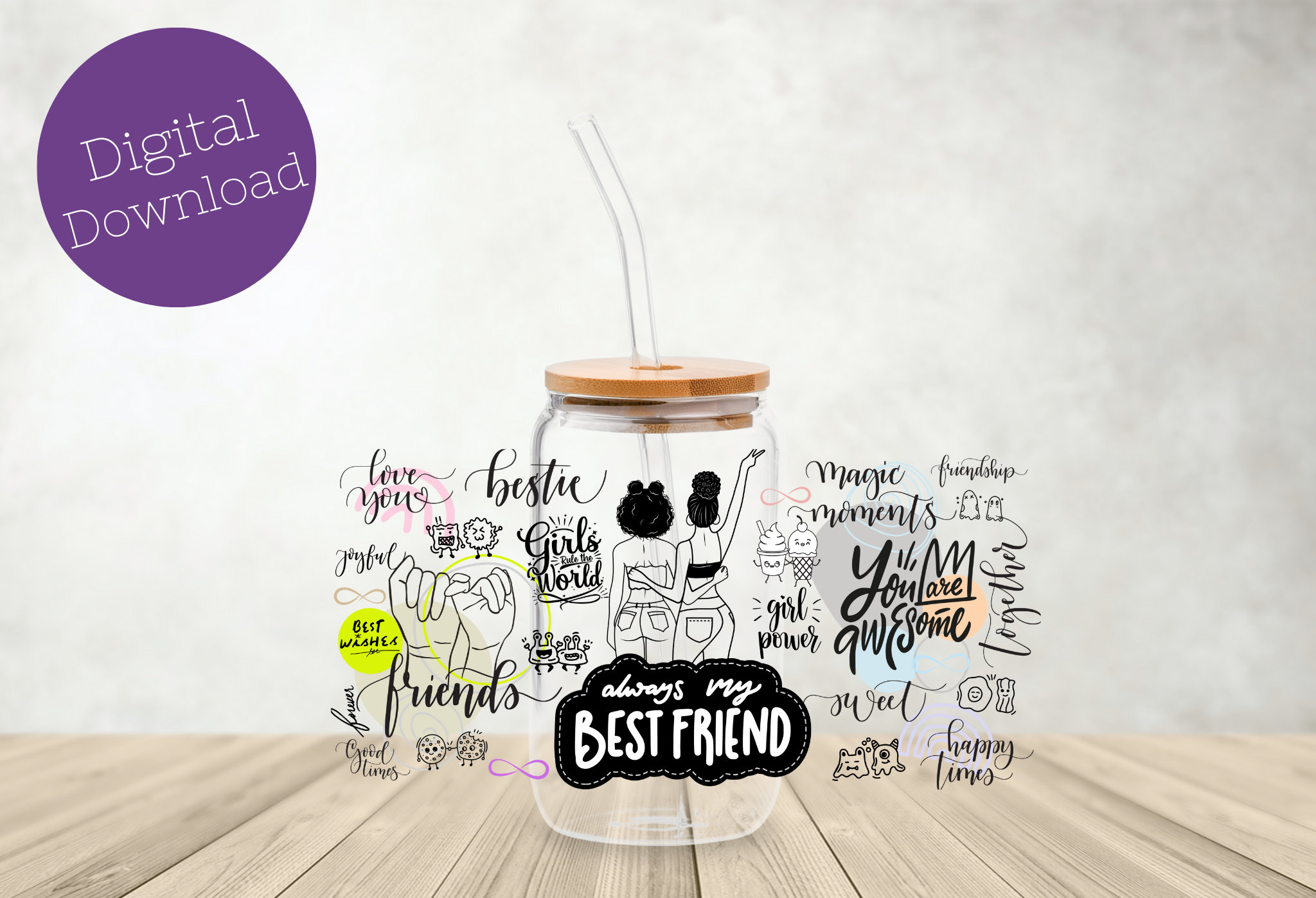 Best Friends Png, 16oz Glass Can Wrap, Best Friends Tumbler, Best ...