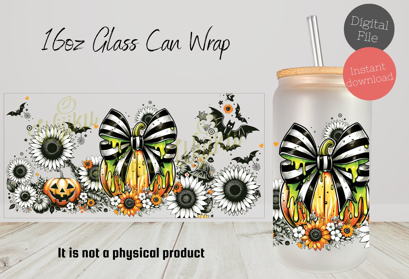 Colorful Coquette Halloween Pumpkin Png, Halloween Design 16oz Glass ...