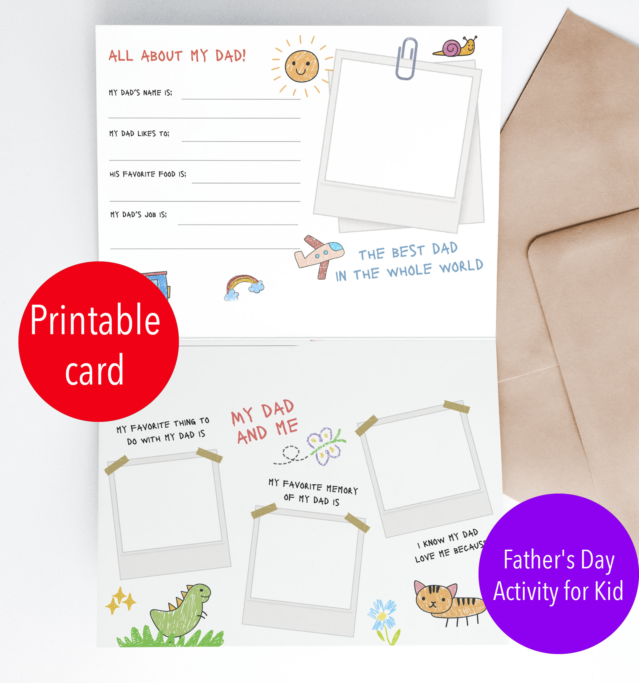 Fathers Day Printable Card, Perfect Father's Day Activity for Kids ...