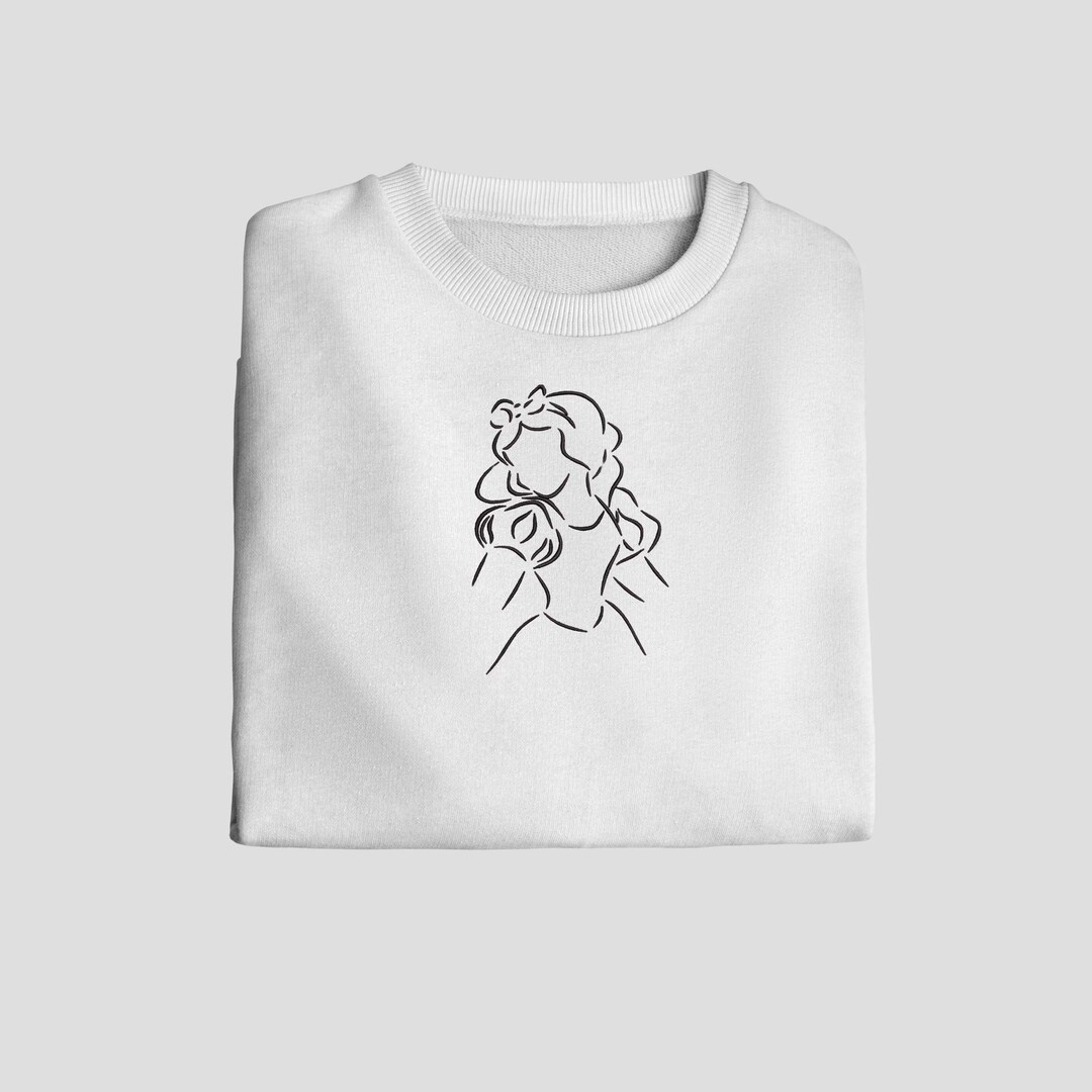 Snow White Outline Embroidered Sweatshirt | Embroidered Crewneck ...
