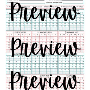 2025-2026 School Year Speech Therapy Student Attendance Calendar ...