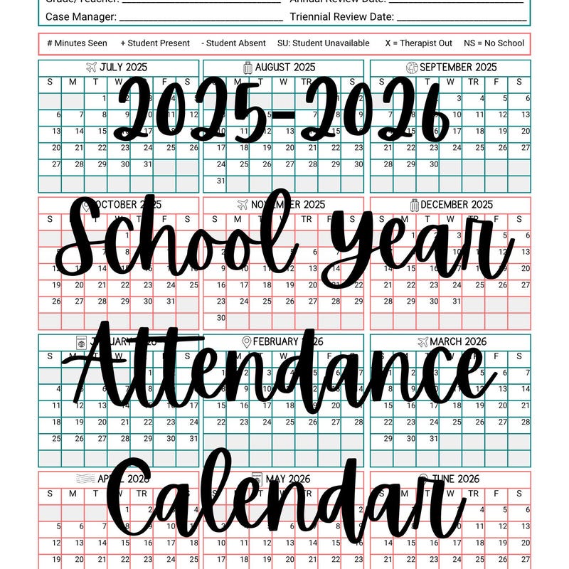 2026 Attendance Calendar - Etsy
