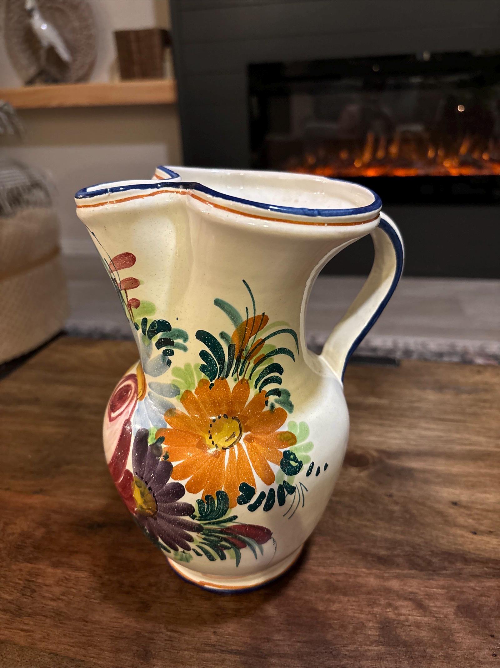 Rare C.A. Positano Italy Hand Painted Pitcher Floral 8” H - Etsy