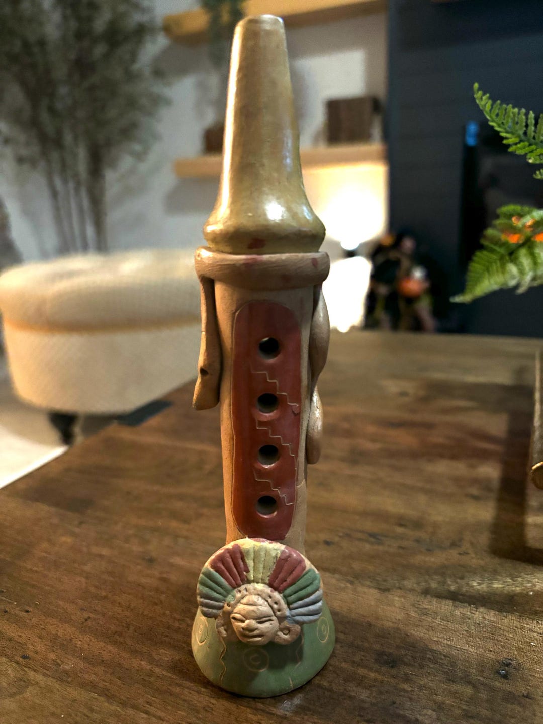 Aztec Mayan Clay 4 Hole Flute Folk Art Pottery Primitive Figurine ...