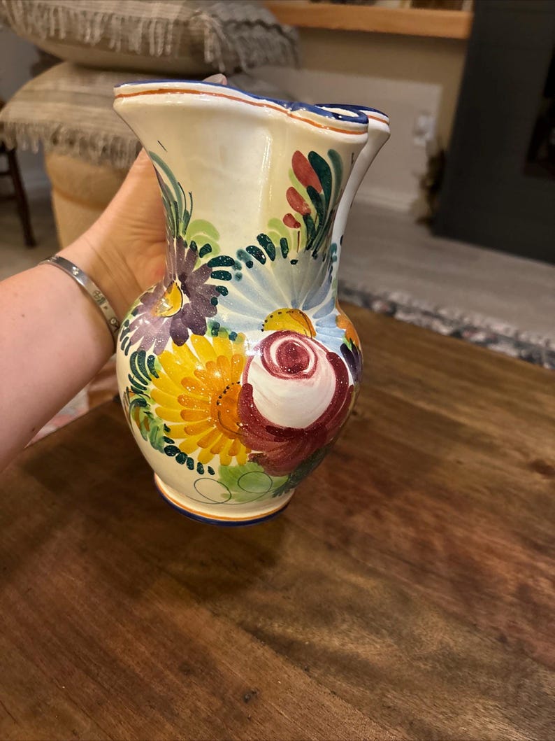 Rare C.A. Positano Italy Hand Painted Pitcher Floral 8” H - Etsy